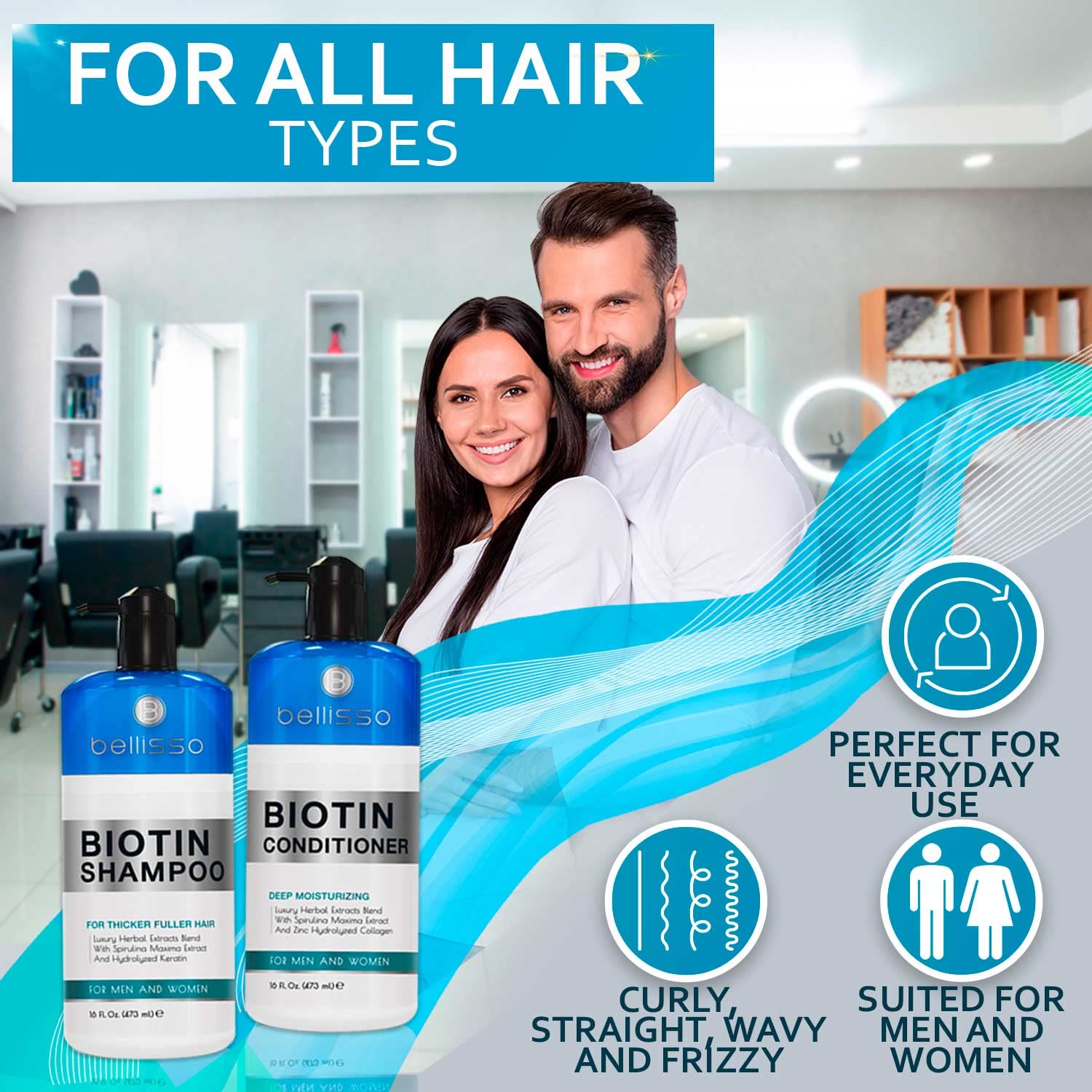 BELLISSO Biotin Shampoo and Conditioner Set and Biotin Shampoo