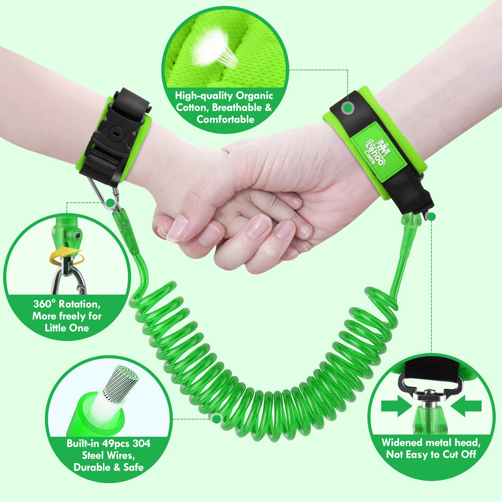 4 in 1 Toddler Harness Leash for Walking+Baby Anti Lost Wrist Link, Cute Dinosaur Child Safety Harness, Walking Wristband Assistant Strap Belt for Toddlers, Babies & Kids (Green)