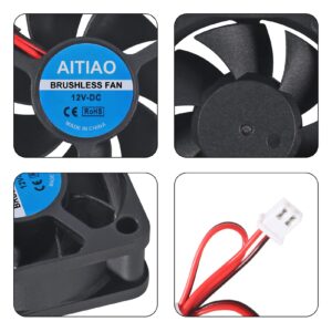 AITIAO 4Pcs 5020 Brushless Cooling Fan Computer Case Fan DC 12V 50mm 50mm 20mm Quiet Muffin Fan Oil Bearing High Speed Cooling Fan for 3D Printer CPU Coolers DIY Cooling Ventilation Projects