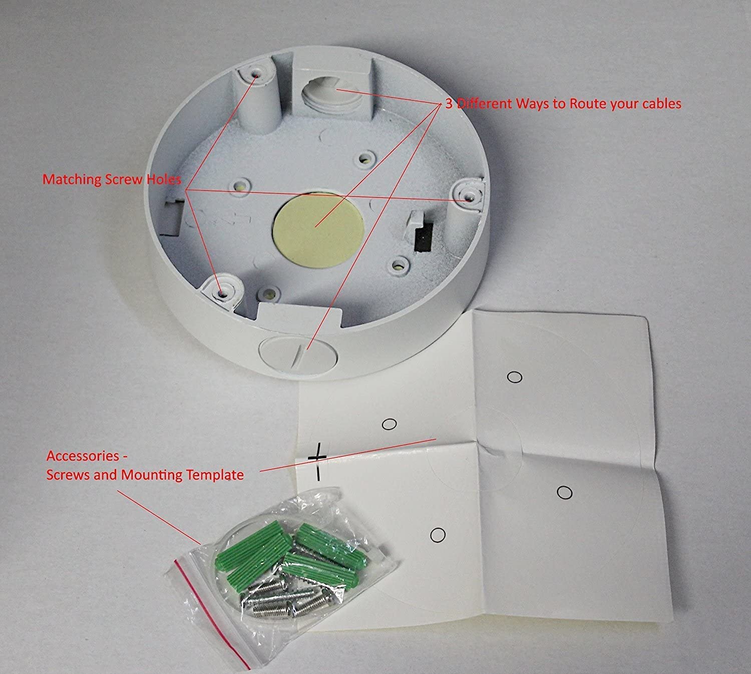 Kenuco Junction Box/Mounting Base hik-Compatible Turret Camera DS-2CD23x2 Size | 130MM X 32MM | BOX03 (White 10PK)