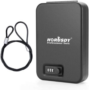 horusdy lock box for guns and valuables,portable security case lock box safe with combination lock