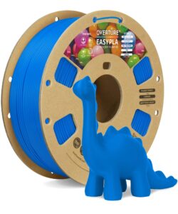 overture easy pla 1.75mm 3d printer filament, 1kg pla cardboard spool (2.2lbs), dimensional accuracy +/- 0.02mm, fit most fdm printer (easy digital blue)