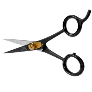 brv men razor sharp beard & mustache scissors - 5" - high carbon stainless steel - facial hair trimming shears - right handed, black