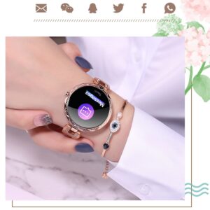 Smart Watches for Women Android Phone for Samsung IOS iPhone, IP67 Waterproof Smartwatches w/Blood Pressure Monitor, Bluetooth Activity Fitness Tracker Wristband Pedometer for Sleep, Silver