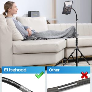 elitehood Tablet Floor Tripod Stand, Stronger Gooseneck iPad Tripod Stand, 72" Adjustable iPad Stand Holder for Stream/Watching, for iPad Pro 12.9, Mini, Air, iPhone and 4.7-13" Tablet and Cellphone