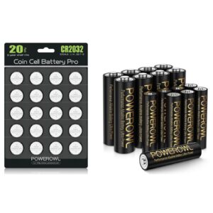 powerowl cr2032 battery 20 pcs & alkaline aa aaa batteries combo (non-rechargeable)