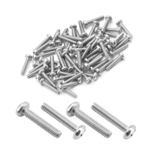 bettomshin 60pcs pan head machine screws, m2 x 10mm phillips drive cross head screws, 304 stainless steel metric cabinet door and drawer screws fasteners bolts, silver gray