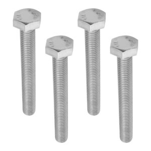 bettomshin 4pcs m10 x 80mm hex bolts, 304 stainless steel 1.5mm thread pitch fully threaded metric hex head screw bolts, hexagon screw bolt, hex tap bolts, silver (overall size 86.5x17x17mm)