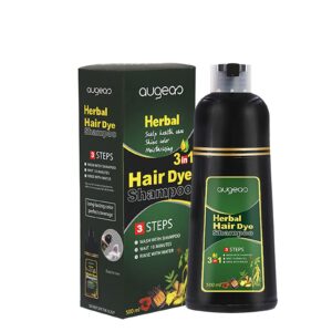 birsppy instant hair colouring shampoo, 3 in 1 black hair shampoo, instant black hair dye shampoo darkening shampoo hair growth shampoo for men women,500ml herbal hair darkening shampoo (black)