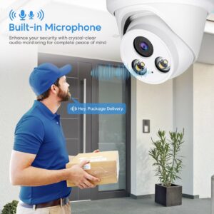 5MP Full Color PoE IP Camera, 2.8mm Lens 118° Wide Angle, F1.0 Aperture, 98.4ft Full Color Night Vision, Human/Vehicle Detection, Built-in Mic, Metal Housing, IP67 Weatherproof, Works with HKV