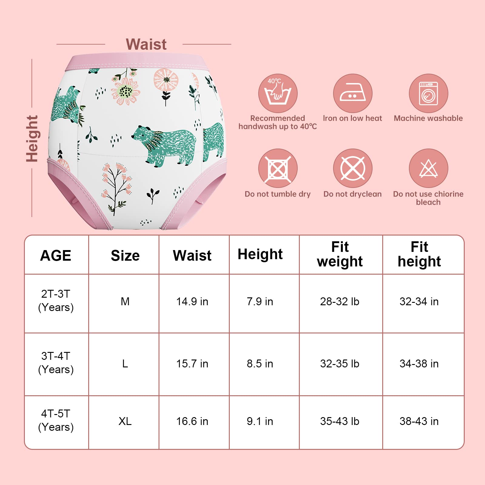 Yufanlili 8 Pack Potty Training Underwear,Toddler Absorbent Training Pants,Toddlers Pee Training Diaper Underwear 2T-3T