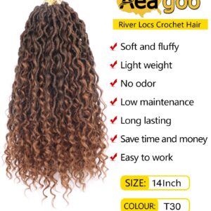 Goddess Locs Crochet Hair 14 Inch 7 Packs Curly Faux Locs Crochet Hair with Curly Ends River Locs Crochet Hair for Black Women Crochet Braids with Curly Ends (14 Inch, 7 Packs, T1B30)