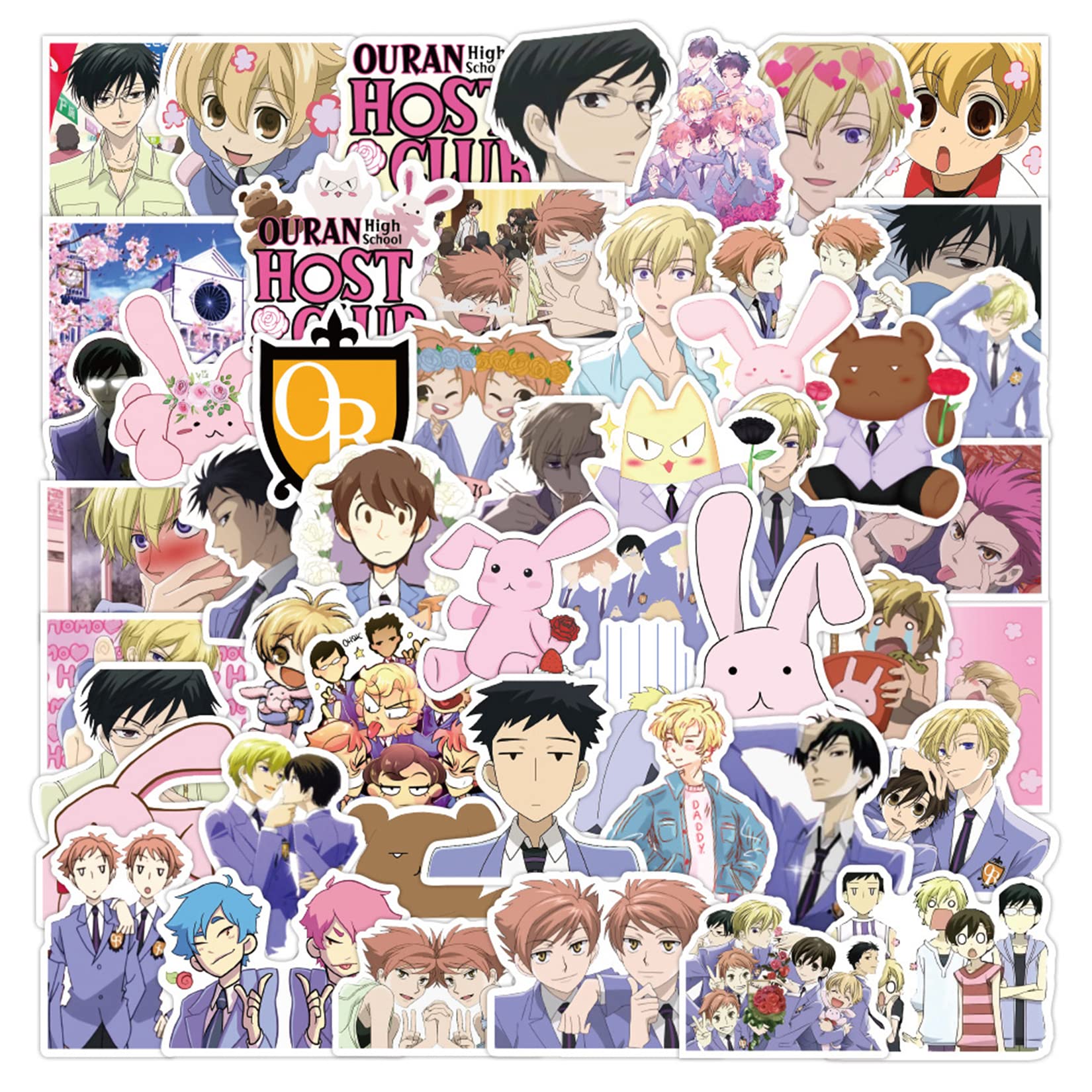 50Pcs Ouran High School Host Club Waterproof Stickers for Laptop Cellphone Water Bottle Skateboard Luggage Car Bumper JXQX (JS010)