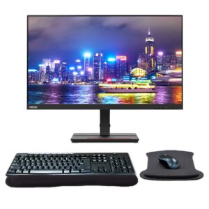 lenovo thinkvision s24e-20 23.8" full hd wled lcd monitor bundle with freesync, 1920 x 1080, vertical alignment, hdmi-vga, raven black, gel pads, and mk270 wireless keyboard and mouse combo