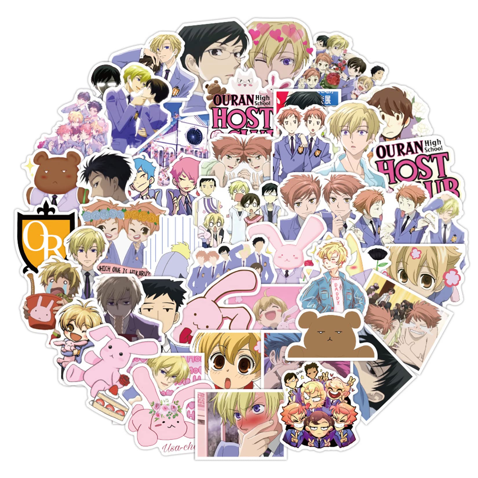 50Pcs Ouran High School Host Club Waterproof Stickers for Laptop Cellphone Water Bottle Skateboard Luggage Car Bumper JXQX (JS010)