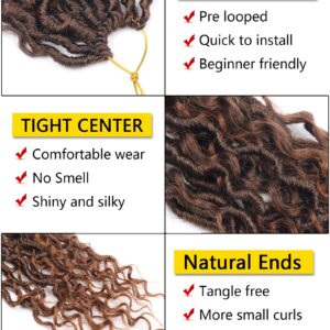 Goddess Locs Crochet Hair 14 Inch 7 Packs Curly Faux Locs Crochet Hair with Curly Ends River Locs Crochet Hair for Black Women Crochet Braids with Curly Ends (14 Inch, 7 Packs, T1B30)