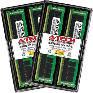 a-tech 32gb kit (2x16gb) ddr4 2133mhz pc4-17000 ecc rdimm 2rx4 1.2v dual rank ecc registered dimm 288-pin server & workstation ram memory upgrade modules (a-tech enterprise series)