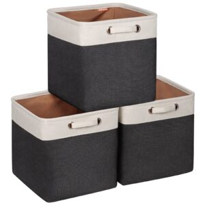 kntiwiwo foldable storage bin collapsible basket cube storage organizer bins with dual carry handles for home closet nursery drawers organizer (13" x 13" x 13", black)