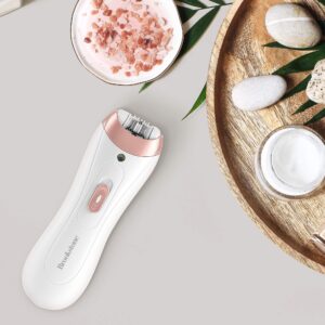 Brookstone Holiday Epilator for Women | Cordless Epilator for Face, Bikini and Legs | Battery Operated with LED Light