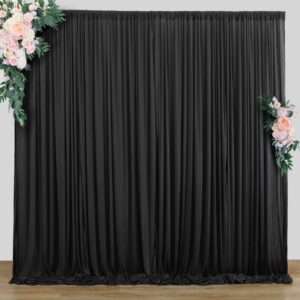 10 ft x 7 ft wrinkle free black backdrop curtain for parties, polyester black photo backdrop drapes for graduation birthday wedding party stage curtains, black background curtains for backdrop stand