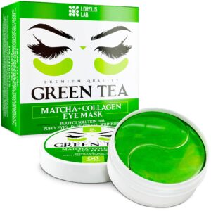 under eye mask for puffy eyes, dark circles, eye bags, puffiness, wrinkles with collagen - hydrating under eye patches - green tea skincare - anti-aging eye patch treatment masks - 60 under eye pads