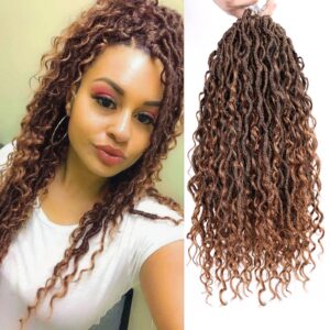 goddess locs crochet hair 14 inch 7 packs curly faux locs crochet hair with curly ends river locs crochet hair for black women crochet braids with curly ends (14 inch, 7 packs, t1b30)