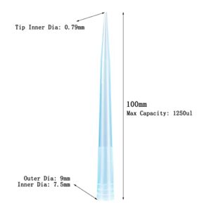 Eowpower 500Pcs/bag Blue Long 1ml Universal Pipette Tips 1000ul Laboratory Lab Polypropylene Pipettor Tube Tip