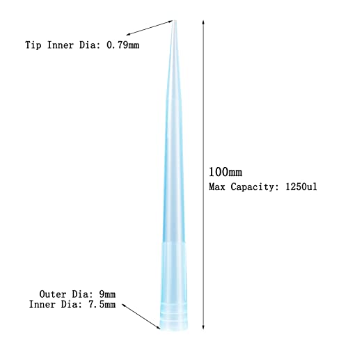 Eowpower 500Pcs/bag Blue Long 1ml Universal Pipette Tips 1000ul Laboratory Lab Polypropylene Pipettor Tube Tip