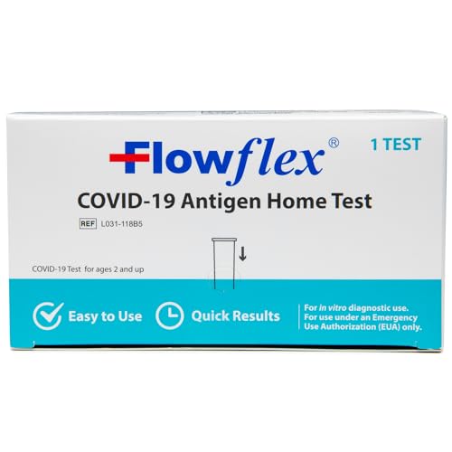 Flowflex COVID-19 Antigen Home Test kit, 1 Pack, 1 Tests Total. FDA EUA Authorized OTC at-Home Self-Test, Non-invasive Nasal Swab, Easy to Use and No Discomfort, Results in 15 Minutes