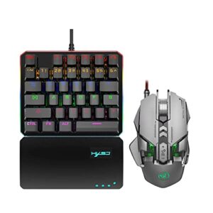 keyboards one handed mechanical gaming keyboard and programmable mouse combo usb wired gaming keypad and led backlit mouse for lol/pubg/wow/dota/ow