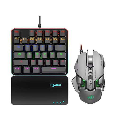 Keyboards One Handed Mechanical Gaming Keyboard And Programmable Mouse Combo USB Wired Gaming Keypad And LED Backlit Mouse For LOL/PUBG/Wow/Dota/OW