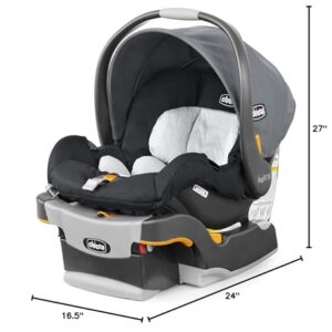 Chicco KeyFit® 30 ClearTex® Infant Car Seat and Base, Rear-Facing Seat for 4-30 lbs., Includes Head and Body Support, Compatible with Chicco Strollers, Baby Travel Gear | Pewter/Grey