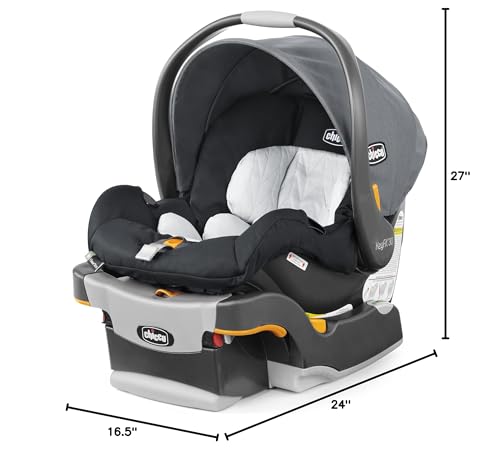 Chicco KeyFit® 30 ClearTex® Infant Car Seat and Base, Rear-Facing Seat for 4-30 lbs., Includes Head and Body Support, Compatible with Chicco Strollers, Baby Travel Gear | Pewter/Grey