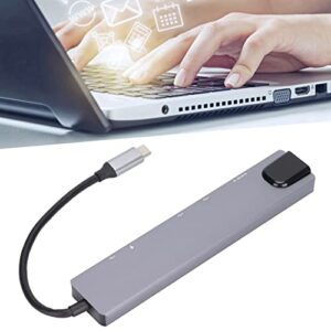 USB C Adapter, High Durability Plug and Play Wide Compatibility Multiport USB Hub 8 in 1 for Office for Home for Travel