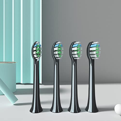 Hanasco Sonic Electric Toothbrush Replacement Heads Pack of 4 （Black）