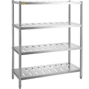 VEVOR Storage Shelf, 4-Tier Storage Shelving Unit, Stainless Steel Garage Shelf, 47.2 x 17.7 x 61 inch Heavy Duty Storage Shelving, 529 Lbs Total Capacity with Adjustable Height and Vent Holes