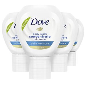 dove concentrate refill 4 count for instantly soft skin and lasting nourishment daily moisture refill for use reusable bottle 4 fl oz (makes 16 fl oz of body wash)