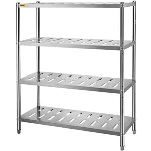 vevor storage shelf, 4-tier storage shelving unit, stainless steel garage shelf, 47.2 x 17.7 x 61 inch heavy duty storage shelving, 529 lbs total capacity with adjustable height and vent holes