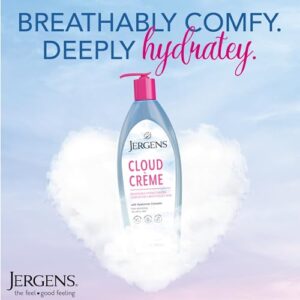 Jergens Cloud Creme Breathable Body Lotion, Fast-Absorbing Hydrating Moisturizer, Paraben-Free, with Hyaluronic Complex, Non-Greasy Application, 13 oz,White