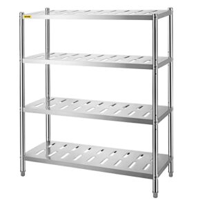 VEVOR Storage Shelf, 4-Tier Storage Shelving Unit, Stainless Steel Garage Shelf, 47.2 x 17.7 x 61 inch Heavy Duty Storage Shelving, 529 Lbs Total Capacity with Adjustable Height and Vent Holes