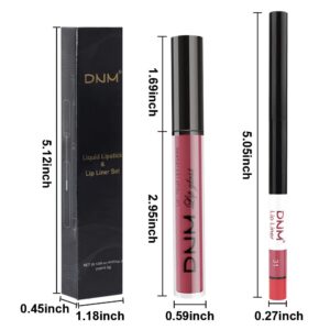 AMY'S DIARY 2pcs Matte Red Lip Liner and Lipstick Makeup Set, Liquid Lipstick 24H and Lip Liner Set Matt Liquid Lips Make Up Waterproof Long Lasting Lipstick Matte Kit with Lip liners kit (07)