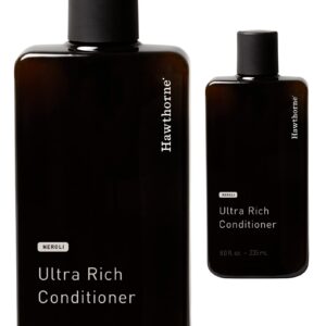 hawthorne ultra rich conditioner for curly, coily hair with hops flower extract to nourish, strengthen, moisturize, fresh orange scent, safe for color treated hair, sulfate free, paraben free, 8fl oz