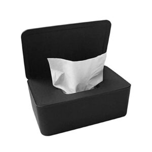 exte wet wipes dispenser box with dust lid - baby nappy wet tissue tissue storage case napkin holder (black)