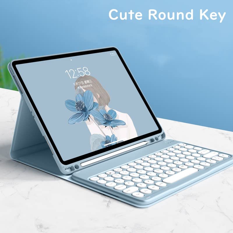 Color Keyboard for Samsung Galaxy Tab S8 11'' 2022 / S7 2020 11 Inch Keyboard Case Cute Round Key Wireless Detachable Bluetooth Keyboard Cover with S Pen Holder (MintGreen)