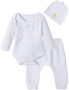 cosland baby boy baptism outfit christening clothing 0-3 months, white