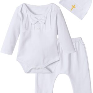 COSLAND Baby Boy Baptism Outfit Christening Clothing 0-3 Months, White