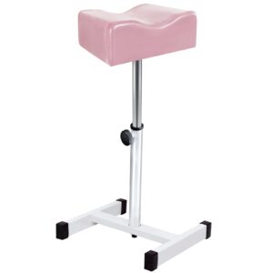 kalolary pedicure foot rest, adjustable height pedicure stool manicure nail equipment for nail technician salon spa (pink)