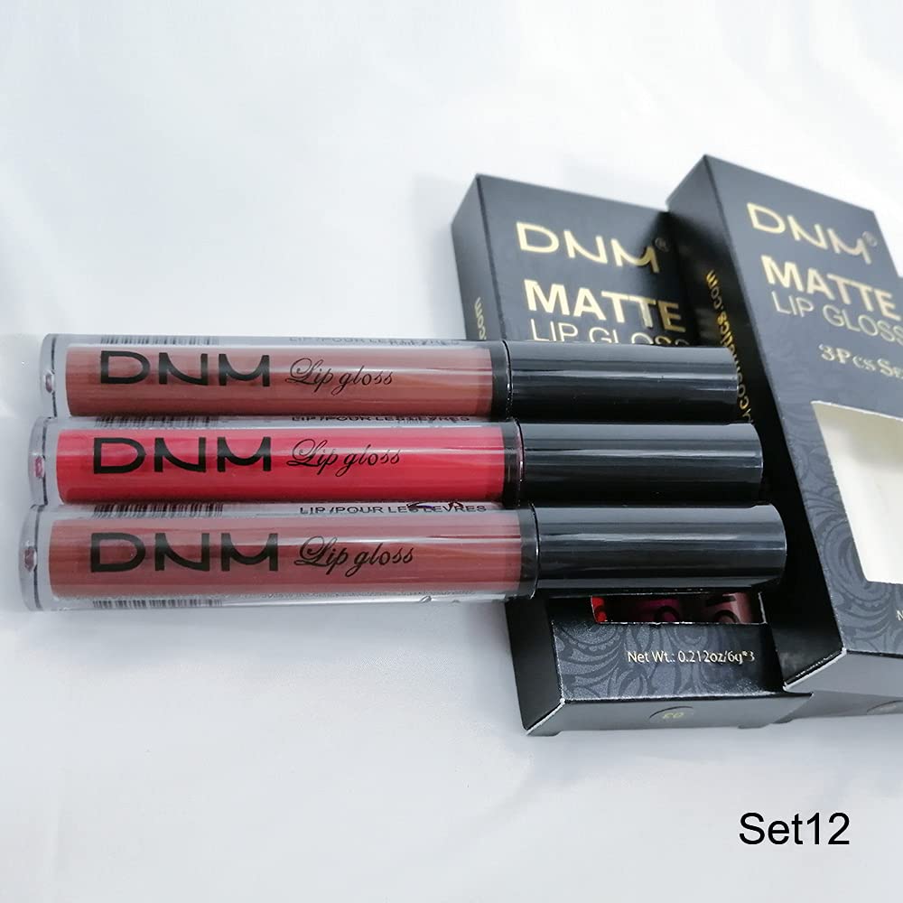 AMY'S DIARY 3Pcs Dark Red Brown Matte 24-Hour Liquid Lipstick Sets, Permanent Stay On Lipstick Lip Set Smudge Proof Matte Labial Mate For Women 24 Horas Originales(Set02)