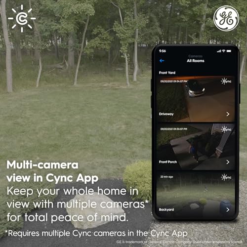 GE CYNC Smart Outdoor Security Camera, 2K HD Camera, Weather-Resistant, Night Vision