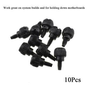 Hahiyo Anodized Aluminum Thumbscrews 6#-32x6 M3.5 Thread Size Large Knurled Head Cage Mounts Hand Tighten Easy Grip Turn Not Damage Short Inside Sturdy Sleek for Computer Case PCI Slot Black 10PCS